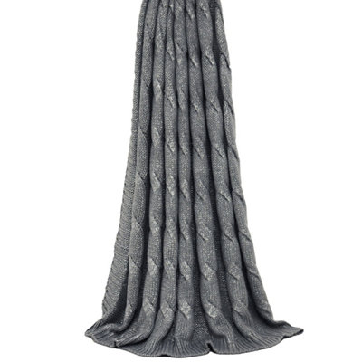 Riva Home Metallic Cable Throw Silver (130 x 180cm) | DIY at B&Q