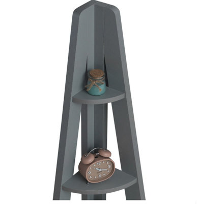 Riva Scandinavian Retro Corner Ladder Bookcase Shelving Shelf Unit Dark ...