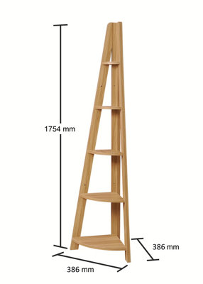 Riva Scandinavian Retro Corner Ladder Bookcase Shelving Shelf Unit Oak ...