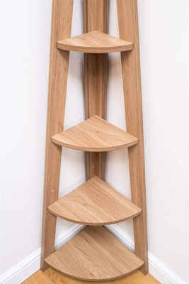 Oak ladder corner shelf store