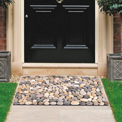 River Rock Stepping Stones Door Mat - Indoor or Outdoor Pebble Stone ...