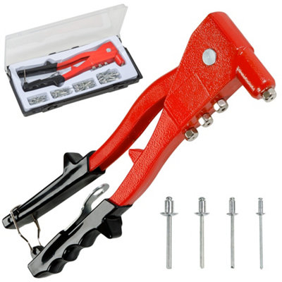 Rivet gun incl. 100 rivets in 4 sizes - red | DIY at B&Q
