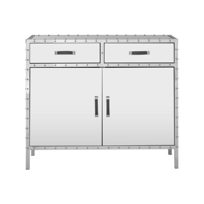 Rivet Sideboard - Metal/Glass - L36 x W108 x H91 cm - Silver