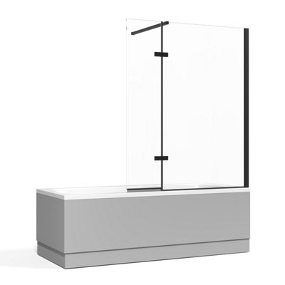 Riviera Black Fixed Bath Screen with Hinged Panel
