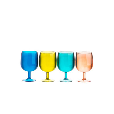 Riviera Stacking Wine Glasses Mixed Colours set of 4 | DIY at B&Q