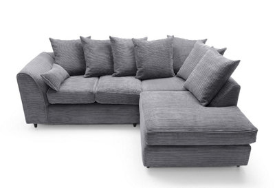 Rivoli L Shape Corner Sofa in Grey Jumbo Cord - Right Hand Facing Chaise