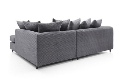 Rivoli L Shape Corner Sofa in Grey Jumbo Cord - Right Hand Facing Chaise