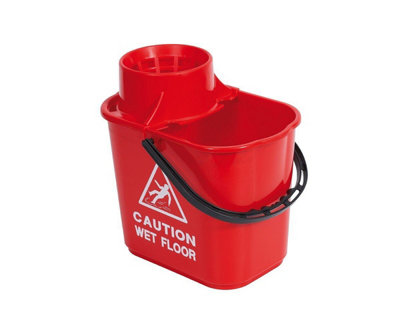 Robert Scott Red Plastic Mop Bucket with Wringer 15 Litre