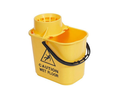 Robert Scott Yellow Plastic Mop Bucket with Wringer 15 Litre