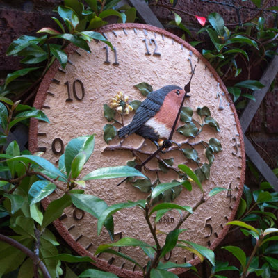 Robin Bird Design Indoor or Outdoor Clock - Battery Powered Weather ...