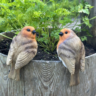 Robin Pot Hangers set of 2 planter garden ornament decoration bird lover gift
