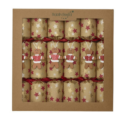 Robin Reed Christmas Crackers - Brown and Red Gingerbread Man - 12 Inch ...