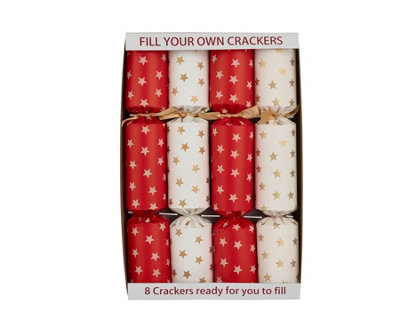 Robin Reed Christmas Crackers - Fill Your Own Cream & Gold Stars - 12 ...