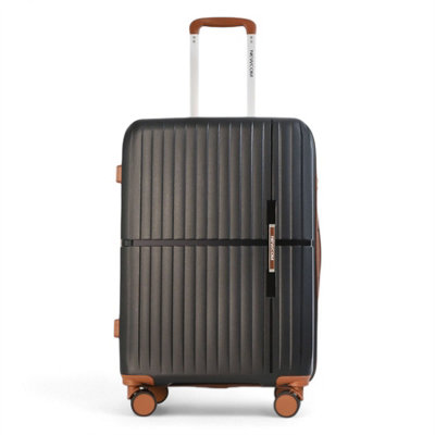 Robust 8 Wheels Holiday Travel Case Large Hard Shell Suitcase in Black