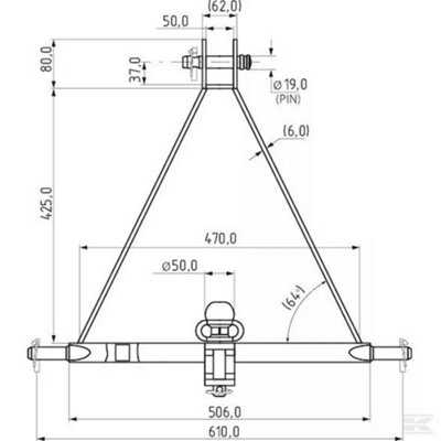 Robust Cat 1 Compact Tractor 3 Point Linkage Tow Hitch with 50mm Ball