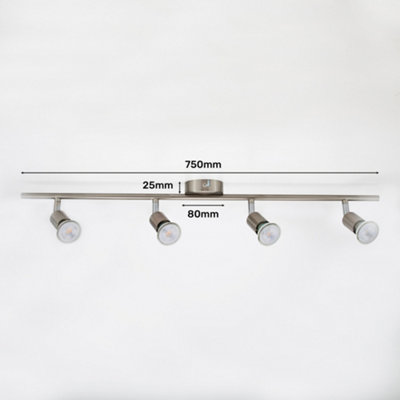 ROCHDALE SPOTLIGHT BRUSHED NICKEL GU10 4-BAR QUAD CEILING LIGHT FITTING ...