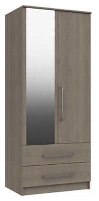 Rochester 2 Door Combi Robe with Mirror - Grey Oak