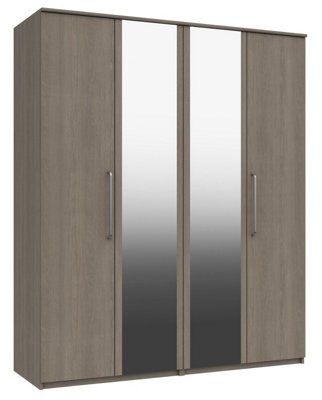 Rochester 4 Door Robe with 2 Mirrors - Grey Oak on Express Delivery and ...