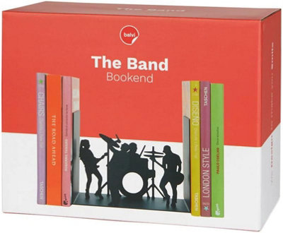 Rock Band Silhouette Bookend Black Metal Book Holder