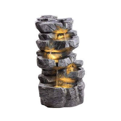 Rock Cascade Water Feature with LED Lights | DIY at B&Q