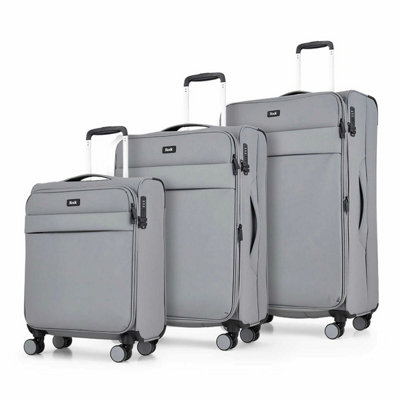 Rock Harper 3 Piece Softside Luggage Set Grey - Expandable Suitcases ...