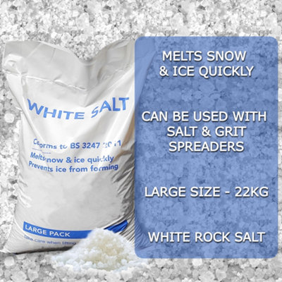 Rock Salt 22kg Bag White De-icing Salt Grit for Melting Snow and Ice on ...