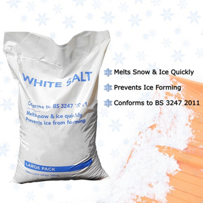 Rock Salt 22kg Bag White De-icing Salt Grit for Melting Snow and Ice on ...