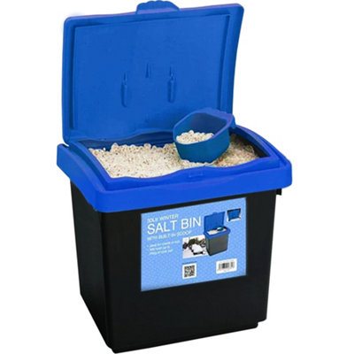 Rock Salt Grit Storage Bin with Scoop Salt Store Box Bin - 30L | DIY at B&Q