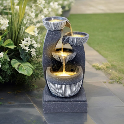 Rockery Cascading Waterscape Garden Tiered LED Fountain Outdoor ...