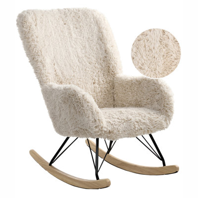 Rocking Chair AKRA Faux Fur Light Beige