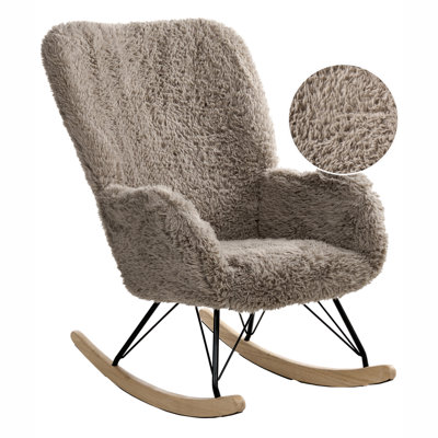 ROCKING CHAIR AKRA FAUX FUR TAUPE