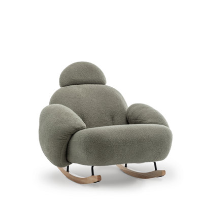 Rocking Chair for Nursery Room in Sage Green Teddy Boucle Fabric