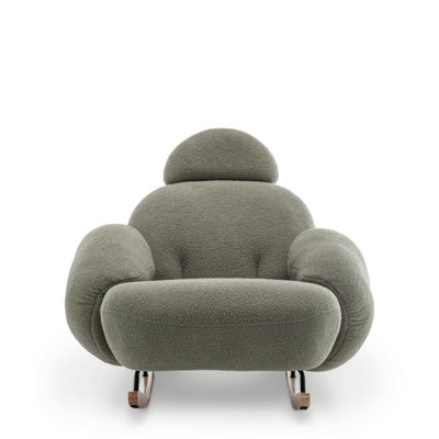 Rocking Chair for Nursery Room in Sage Green Teddy Boucle Fabric