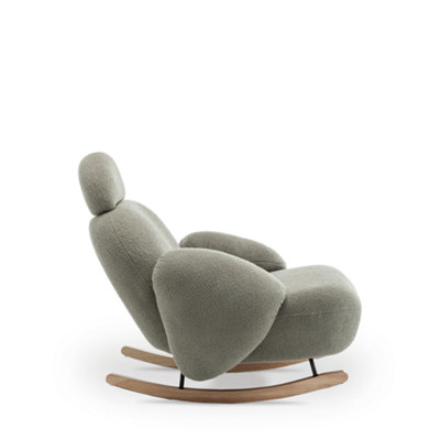Rocking Chair for Nursery Room in Sage Green Teddy Boucle Fabric