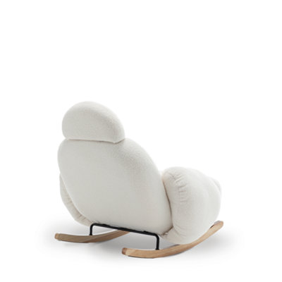 Rocking Chair for Nursery Room in White Teddy Boucle Fabric