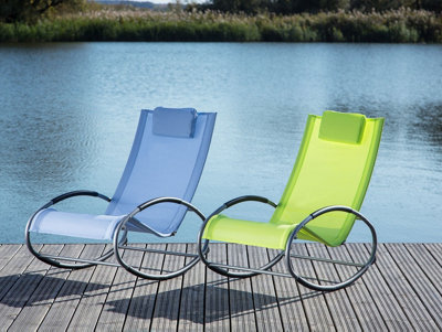 Rocking Sun Lounger CAMPO Fabric Blue