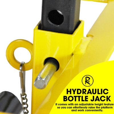 Rocwood 2 Tonne Fixed Car Ramp with Hydraulic Bottle Jack