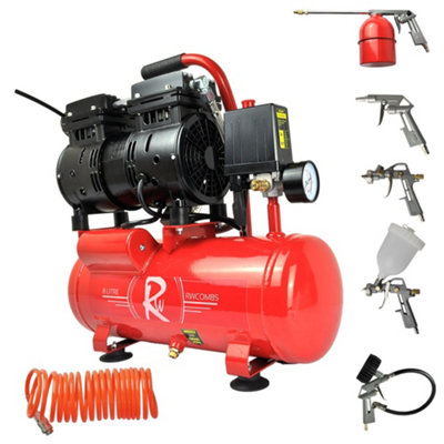 RocwooD Air Compressor Electric 8L Litre 550w Silent 116PSI Plus 5pc ...