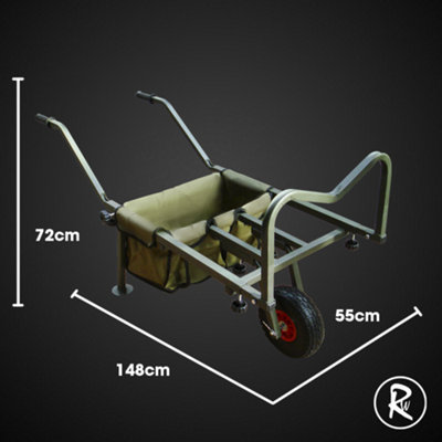 RocwooD Foldable Fishing Barrow Trolley Single Wheel 150kg Load
