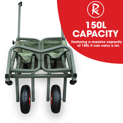 RocwooD Foldable Fishing Barrow Trolley Two Wheels 150kg Load