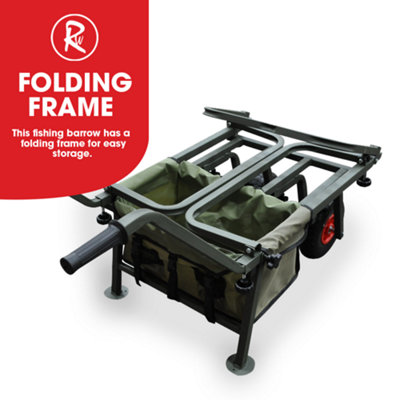 RocwooD Foldable Fishing Barrow Trolley Two Wheels 150kg Load
