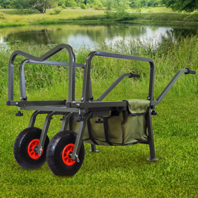RocwooD Foldable Fishing Barrow Trolley Two Wheels 150kg Load