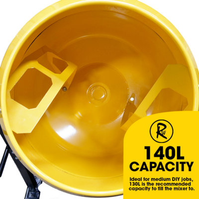 RocwooD Heavy Duty Electric Cement Concrete Mixer 140L Drum 550W