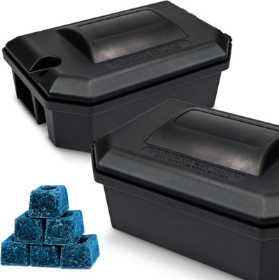 Rodent Bait Box & Wax Block Rat Poison Kit - Outdoor & Indoor Treatment ...