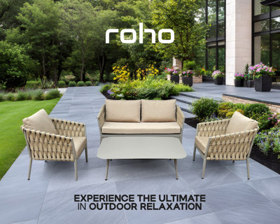 Roho Girona sofa, chairs and table aluminium patio set