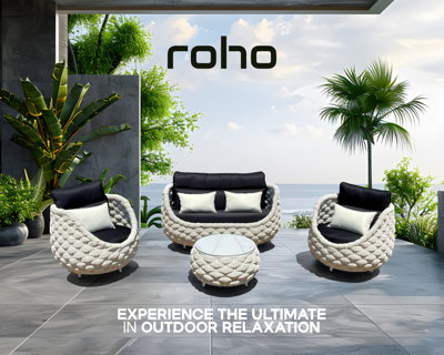 Roho Taho Chunky Weave Patio Garden Furniture Sofa, 2 Chair and Table Set