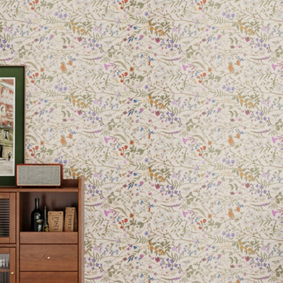 Roll of Self Adhesive Floral Wallpaper 1000 Centimeters by 44 Centimeters