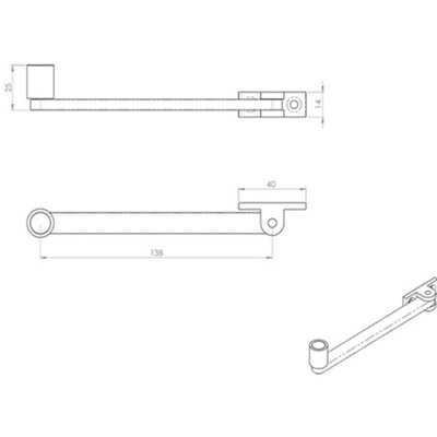 Roller Arm Window Stay 138mm Arm Length Polished Brass Window Fitting