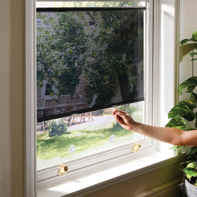 Roller Blind with Suction Cup Sunscreen, Instant Fit Blinds with Glare ...