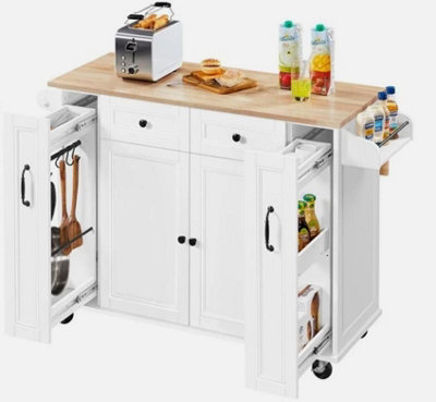 Rolling Kitchen Island Cart on Wheels with Drop-Leaf Countertop and 4 ...
